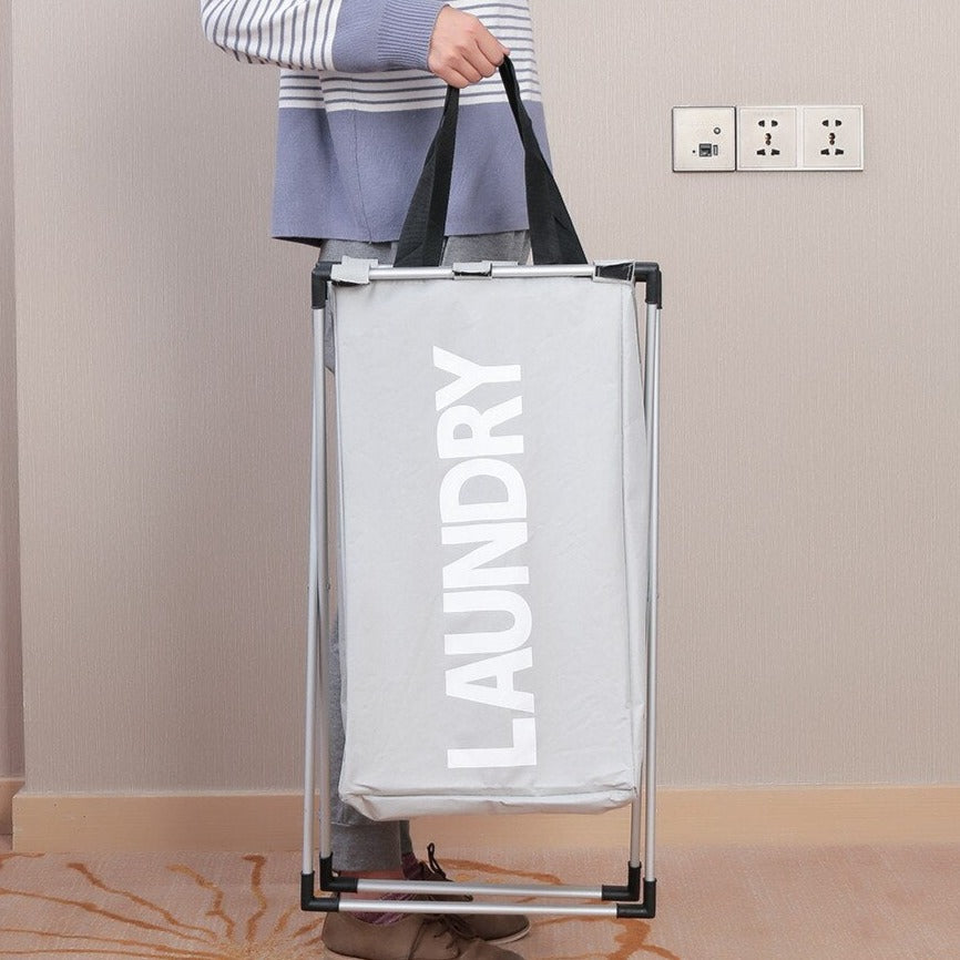 Collapsible Folding Metal Frame Laundry Basket Organizer - Winfinity Brands