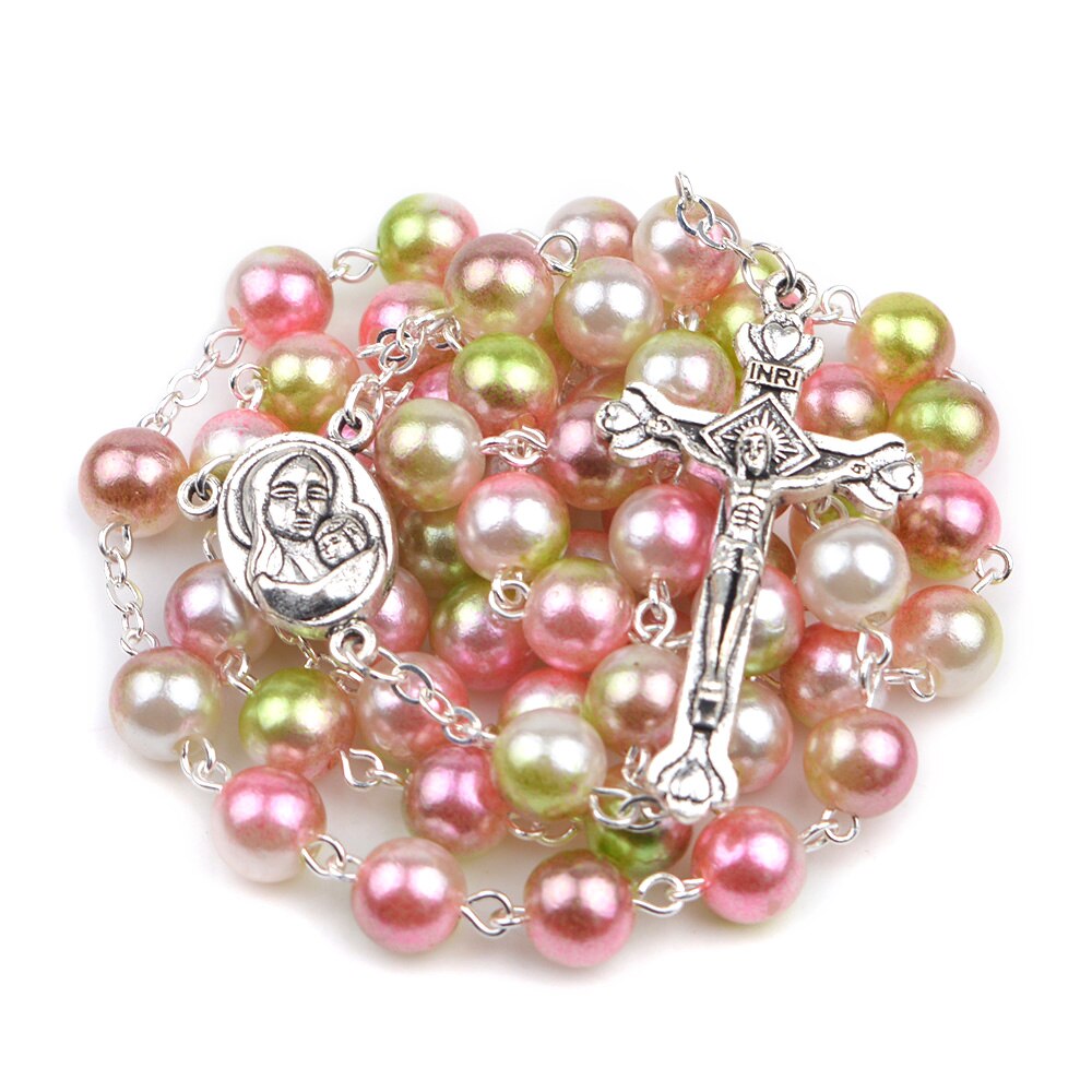 CREATEME™ Walk With Jesus Pearlized Rainbow Rosary - Winfinity Brands