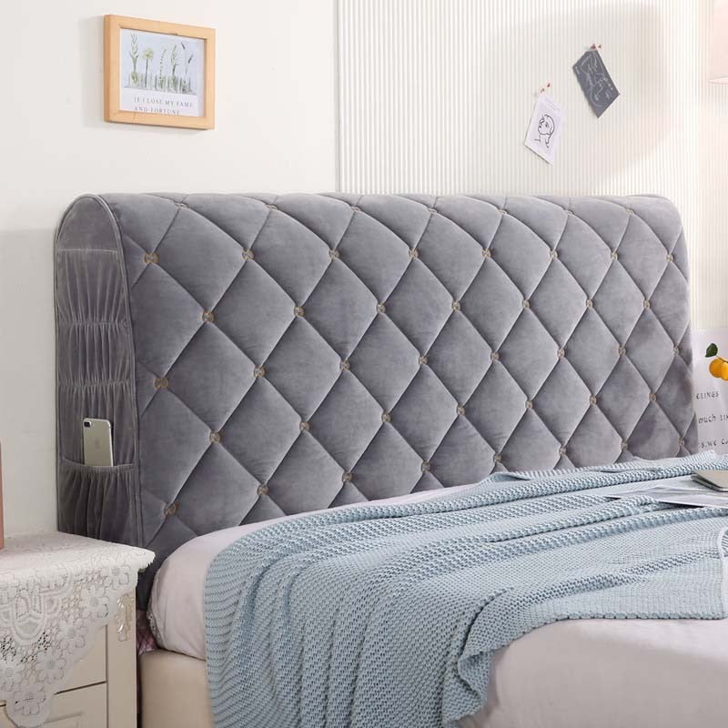 Headboard Slipcover - Plush Velvety Padded Filling Headboard Slipcover ...