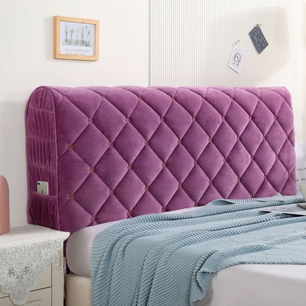 Headboard Slipcover - Plush Velvety Padded Filling Headboard Slipcover ...