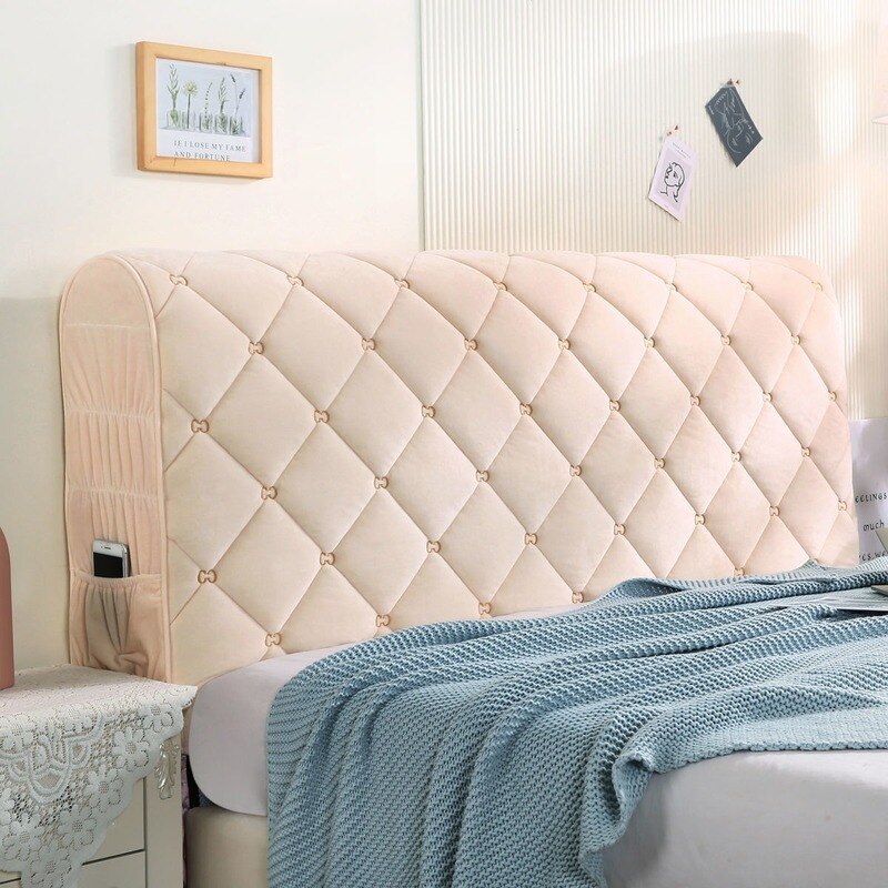Headboard Slipcover - Plush Velvety Padded Filling Headboard Slipcover ...