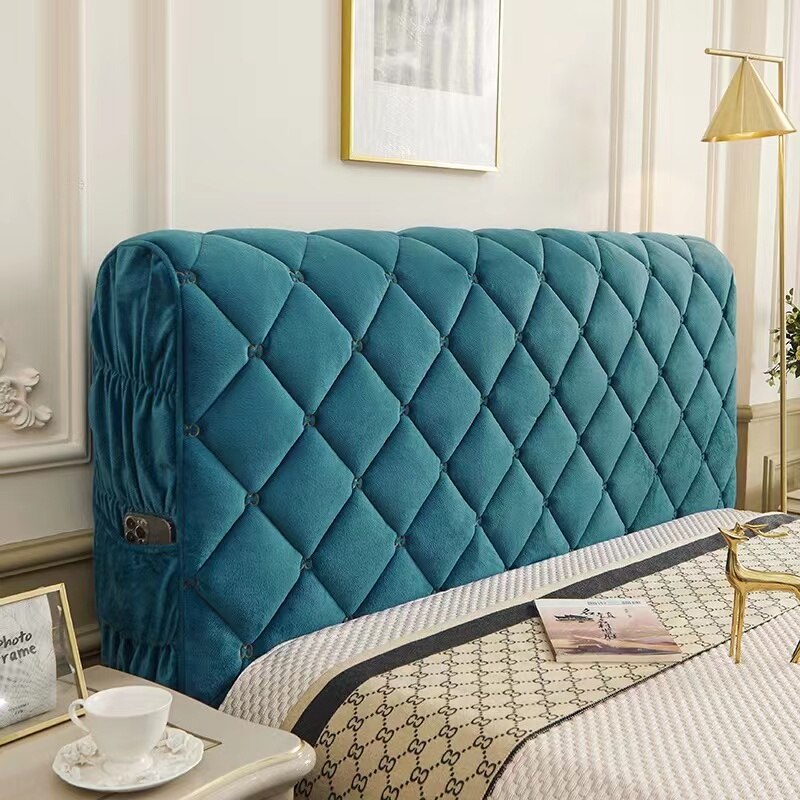 Headboard Slipcover - Plush Velvety Padded Filling Headboard Slipcover ...