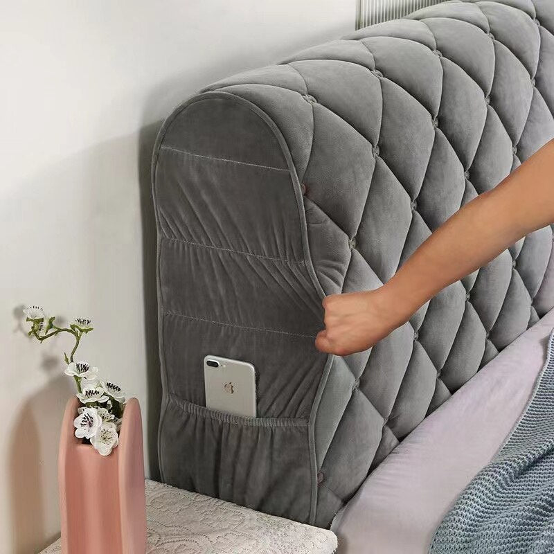 Headboard Slipcover - Plush Velvety Padded Filling Headboard Slipcover ...