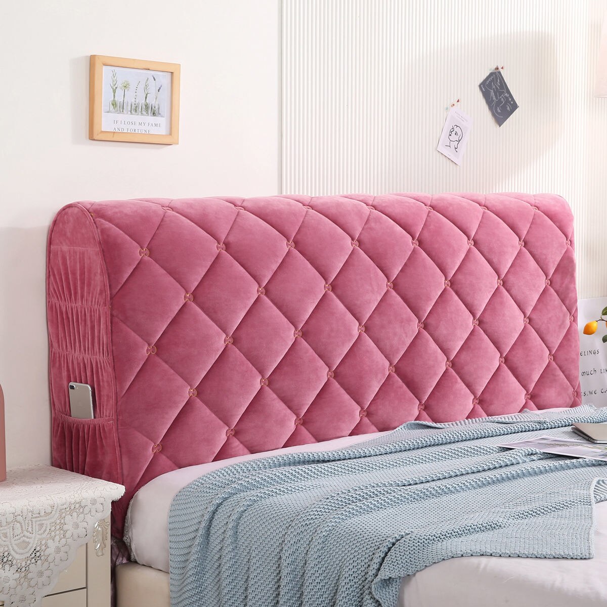 Headboard Slipcover - Plush Velvety Padded Filling Headboard Slipcover ...