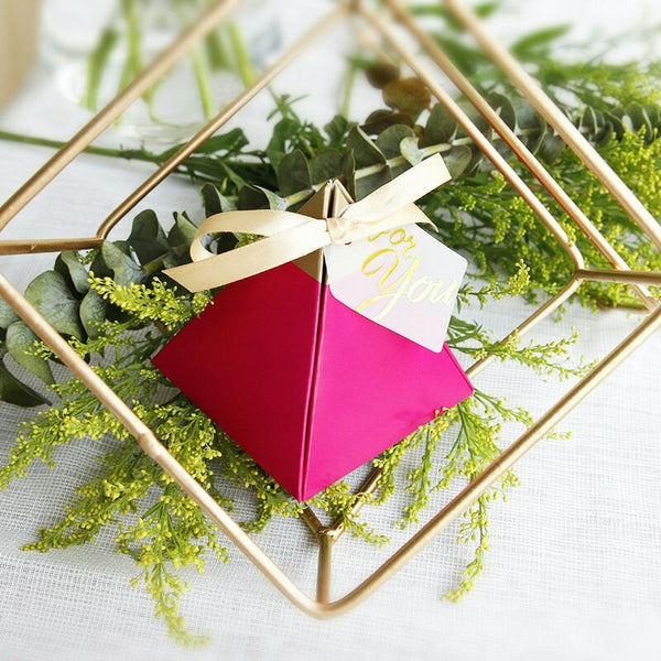 CREATEME™ DIY Magenta Pyramid Thank You Favor Gift Boxes - Winfinity Brands